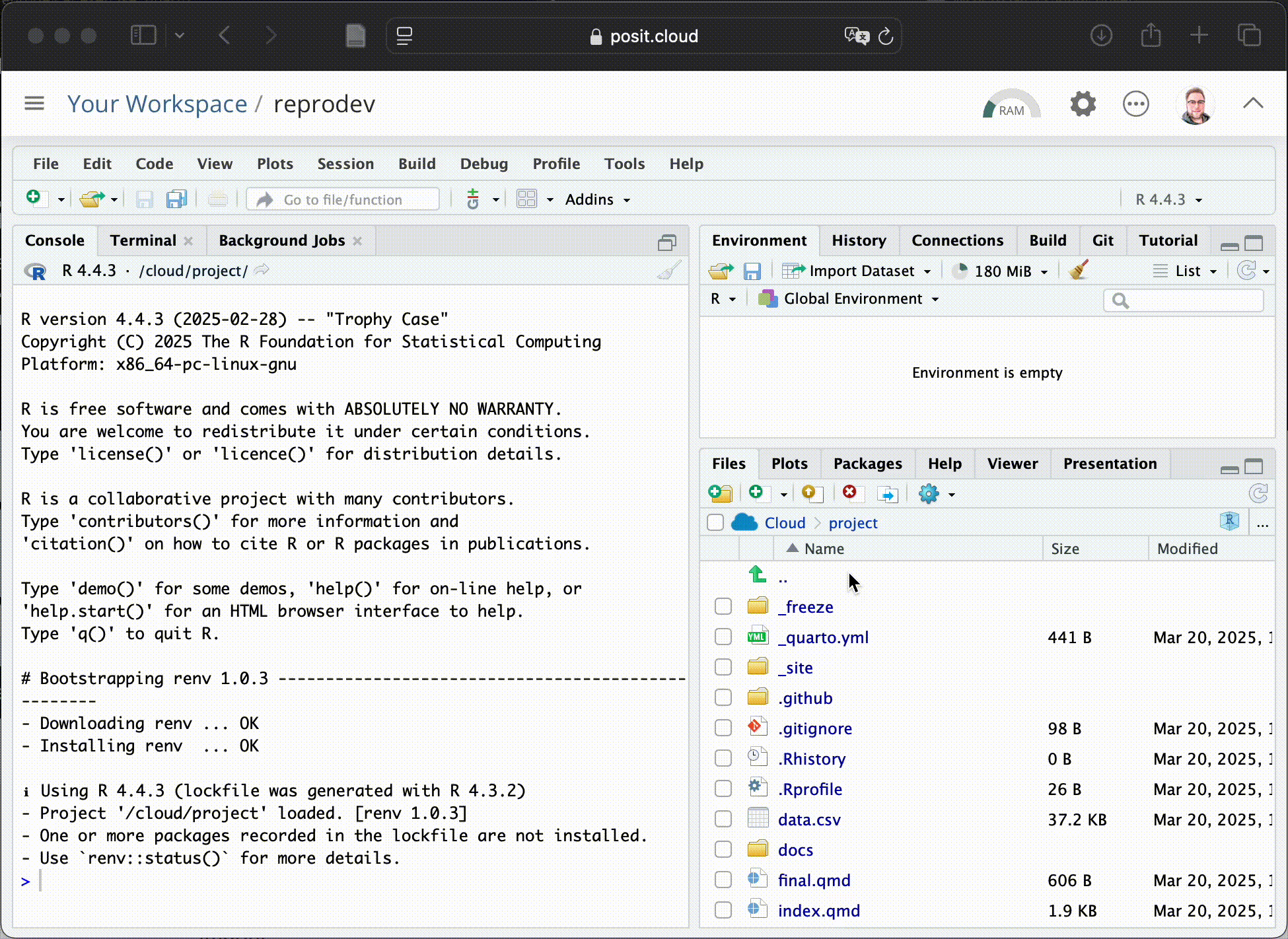 Tutorial 1 (Posit Cloud) – reprodev
